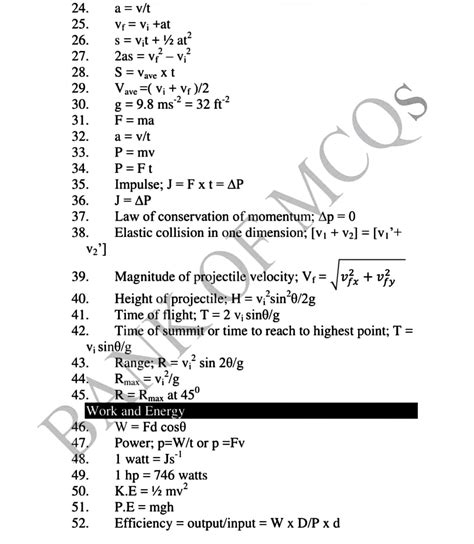 Basic Physics Equations