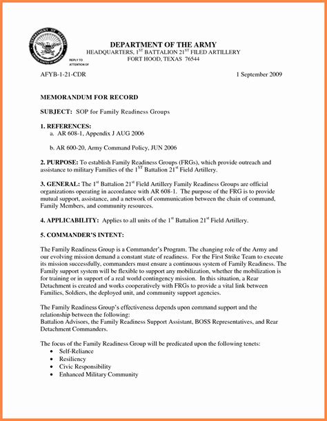 Army Memorandum For Record Template Elegant 9 Memorandum For Record Army Resume Cover Letter