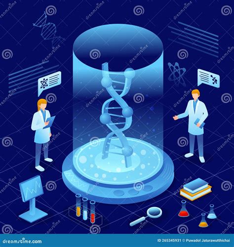 Genomics Vector Round Biology Illustration In Thin Line Style