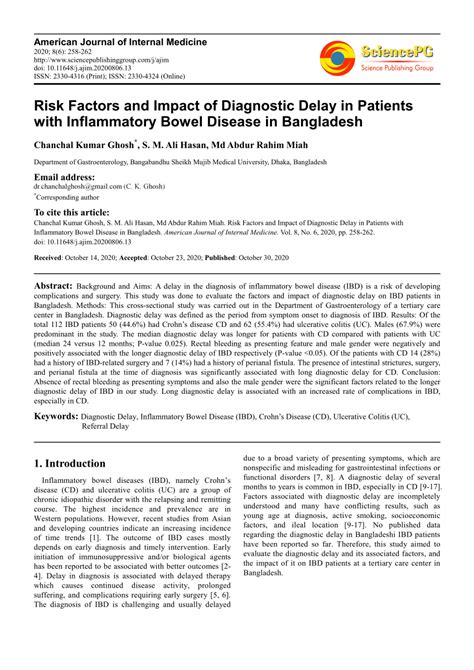 Pdf Risk Factors And Impact Of Diagnostic Delay In Patients With