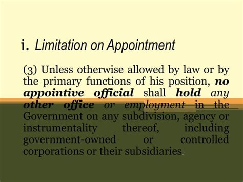 Limitations And Prohibitions On Appointment Of Government Employees PPTX