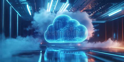 A Glowing Cloud Structure Floating Within A Futuristic Interior Space Stock Illustration