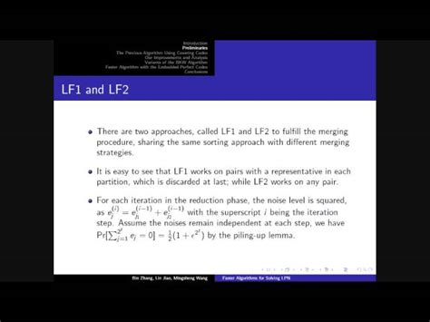 Conference Talks Talk Faster Algorithms For Solving Lpn From Theiacr