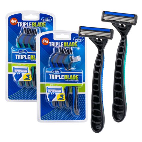 Wholesale All Pure Stainless Steel Triple Blade 4pk Disposable Razors