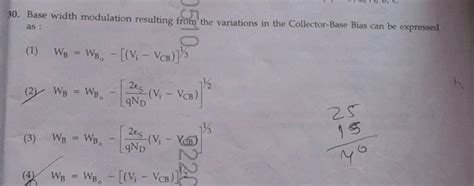Base Width Modulation Resulting From The StudyX