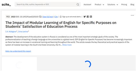 The Impact Of Modular Learning Of English For Specific Purposes On