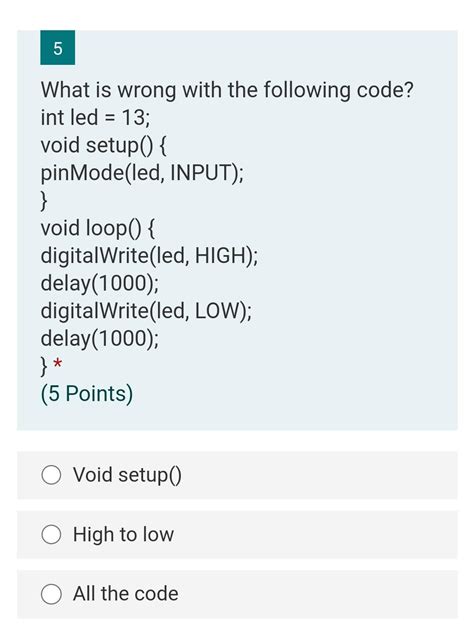 Solved What Is Wrong With The Following Code Int Led Chegg