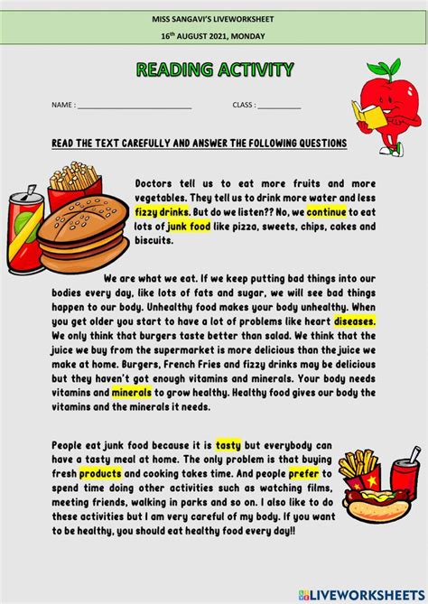 Reading Comprehension Online Activity For Year 5 You Can Do The