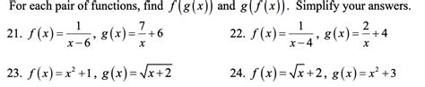 Solved For Each Pair Of Functions Find Fgx ﻿and
