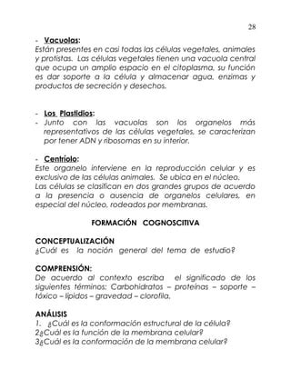 Curso De Ciencias Naturales Grado Sexto La Celula Doc