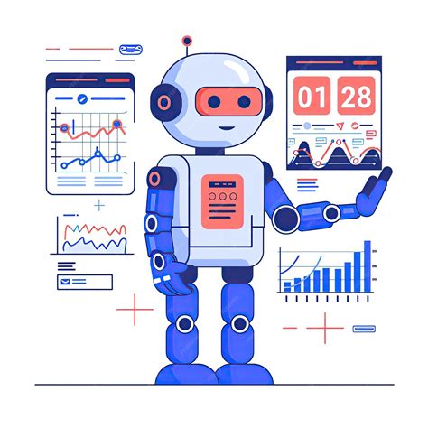 Ai In Fintech Robot Analyzing Financial Data Flat Design Illustration Premium Ai Generated Image
