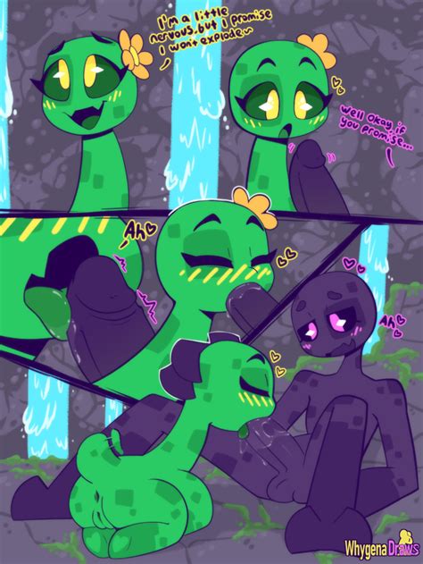 Rule 34 1boy 1girls 4 Legs Blowjob Blush Blush Lines Cave Creeper Creeper Minecraft Creeper