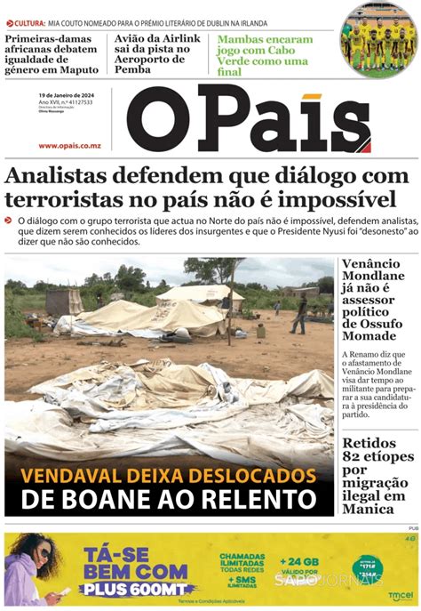 O País 19 Jan 2024 Jornais E Revistas Sapopt Última Hora E