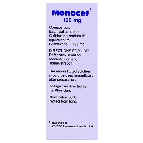 Monocef 125mg Injection 1s Price Uses Side Effects Composition