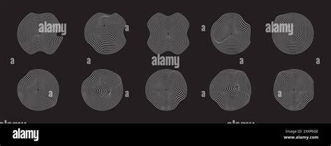 White Wavy Concentric Circles On Black Background Pulse Sound Or