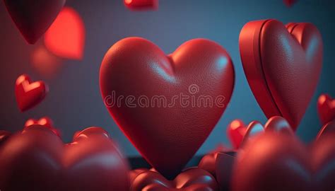 Un Grupo De Corazones Rojos Flotando En El Aire Con Un Fondo Azul Y Una