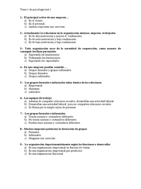 Tema 1 De Psicología Test 1 Pdf