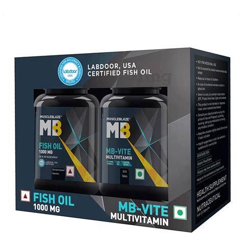 MuscleBlaze Combo Pack Of Fish Oil 1000mg 30 Soft Gelatin Capsule MB Vite Multivitamin 30