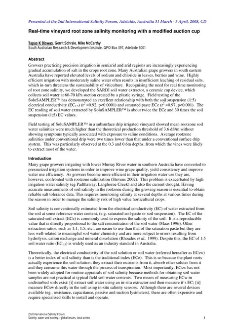 Pdf Real Time Vineyard Root Zone Salinity Monitoring With A Modified Suction Cup