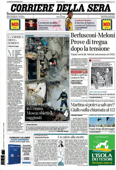 Periódico Corriere Della Sera Italia Periódicos De Italia Edición