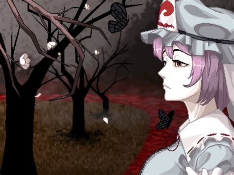 Vexkaf Saigyouji Yuyuko Touhou Commentary English Commentary Highres 1girl Bare Tree Vexkaf Saigyouji Yuyuko Touhou Commentary English Commentary Highres 1girl Bare Tree
