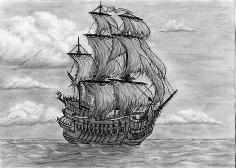 Flying Dutchman Pirate Ship Drawing