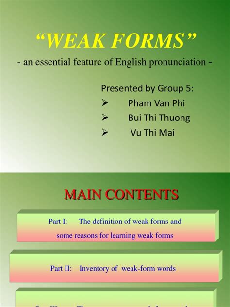 Weak Forms Pdf English Language Linguistic Morphology