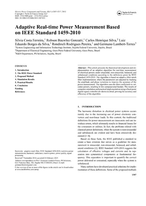 Pdf Adaptive Real Time Power Measurement Based On Ieee Standard 1459 2010