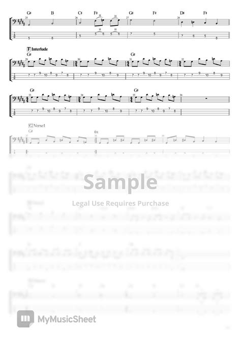 Sick Hack ワタシダケユウレイ ベース Tab譜 4弦 Tab1 Staff By Ts Bass Score