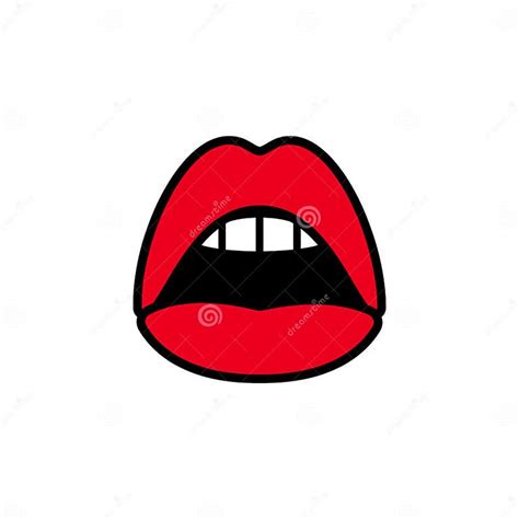 Woman Red Lips Female Open Beauty Mouth Stock Vector Illustration Of