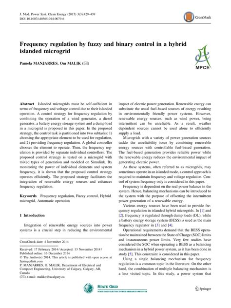 Frequency Regulation By Fuzzy And Binary Control In A Hybrid Islanded
