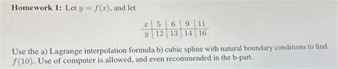 Solved Homework 1 Let Yfx And Let Use The A Lagrange