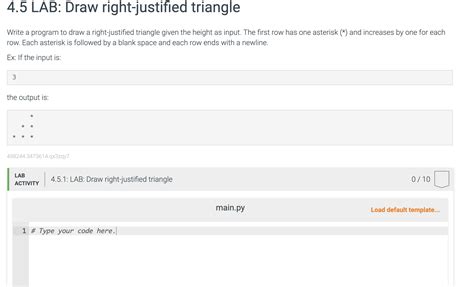 Solved 45 Lab Draw Right Justified Triangle Write A