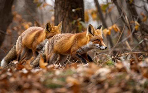 Playful Foxes In Their Natural Habitat Premium Ai Generated Image