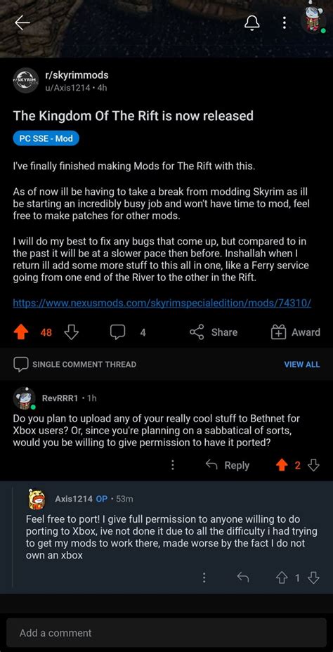 Kingdom Of The Rift Permissions Granted Rskyrimmodsxbox