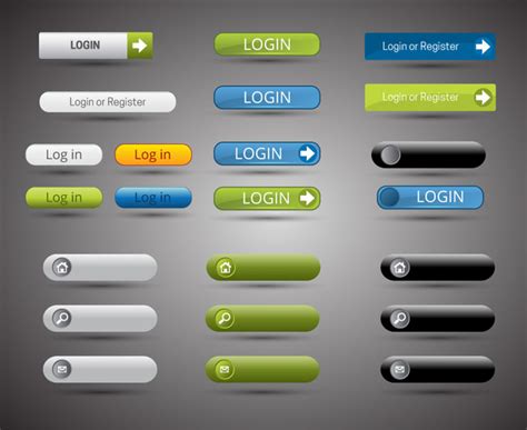 Website Buttons Sets Design With Horizontal Shapes Vectors Images