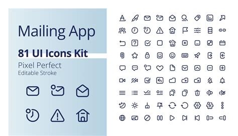 Mailing App Pixel Perfect Linear Ui Icons Kit Digital Communication Technology Online