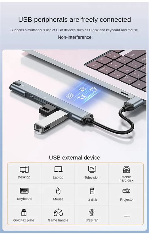 Multifunctional Docking Station 5 In 1 USB Hub With Card Reader Type USB2 0 2 3 5mm Conversion