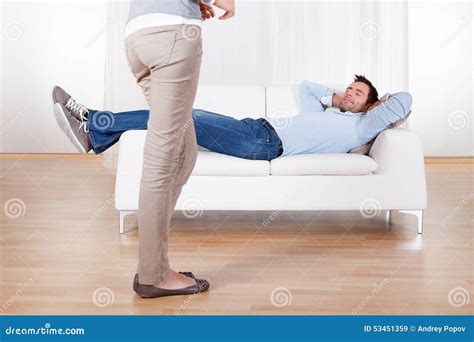 Lazy Husband And His Wife Stock Image Image Of Indoor 53451359
