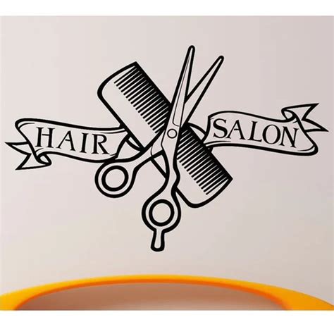 New Arrival Hair Salon Sticker Name Scissors Hair Salon Decal Neutral