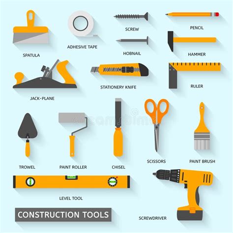 Construction Tools Vector Icons Set Stock Vector Illustration Of Hammer Carpentry 50757332
