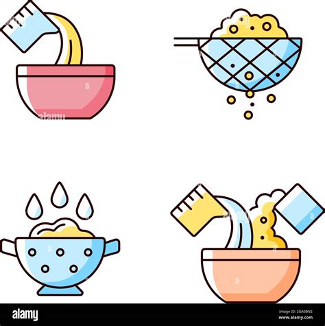 Food Preparation Instruction RGB Color Icons Set Stock Vector Image