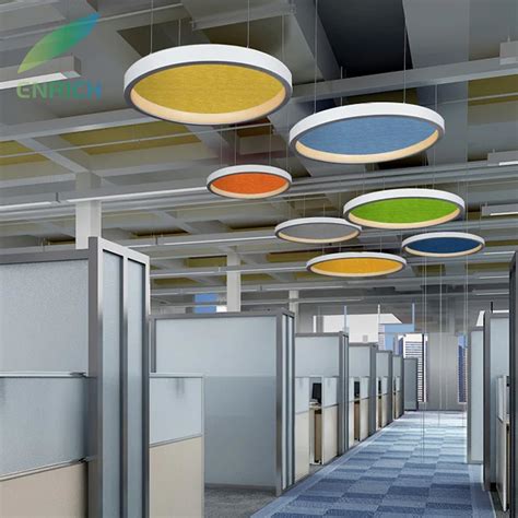Noise Reduce Suspended Led Round Ring Pendant Light With Acoustic