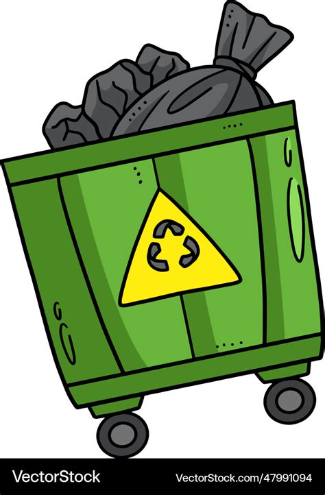 Garbage Bin Cartoon Colored Clipart Royalty Free Vector