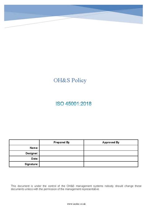 Iso 45001 Policy Isodoc Documentation Toolkit