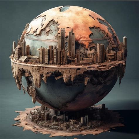 Modelo 3d De Uma Cidade No Planeta Terra Elementos Desta Imagem