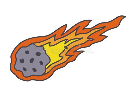 Asteroide Doodle Cometa De Dibujos Animados Con Cola Icono Celeste