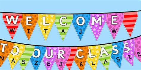 Welcome To Our Class Bunting Multicolored Polish Translation