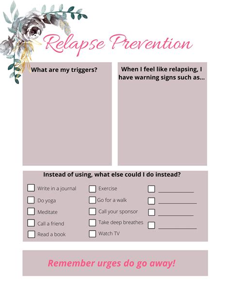 Relapse Prevention Plan Pdf Workbook Fill And Sign Printable