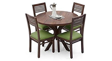 Buy Bagari Arts Sheesham Teak Wood 4 Seater Round Dining Table With